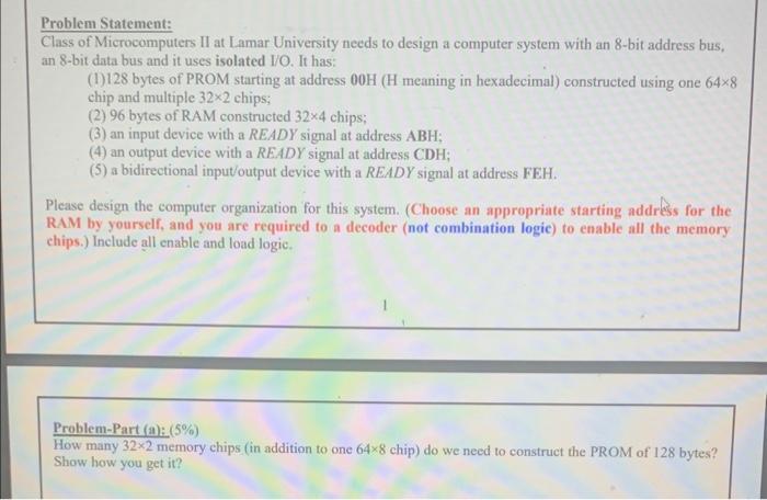 Solved Problem Statement: Class of Microcomputers II at | Chegg.com