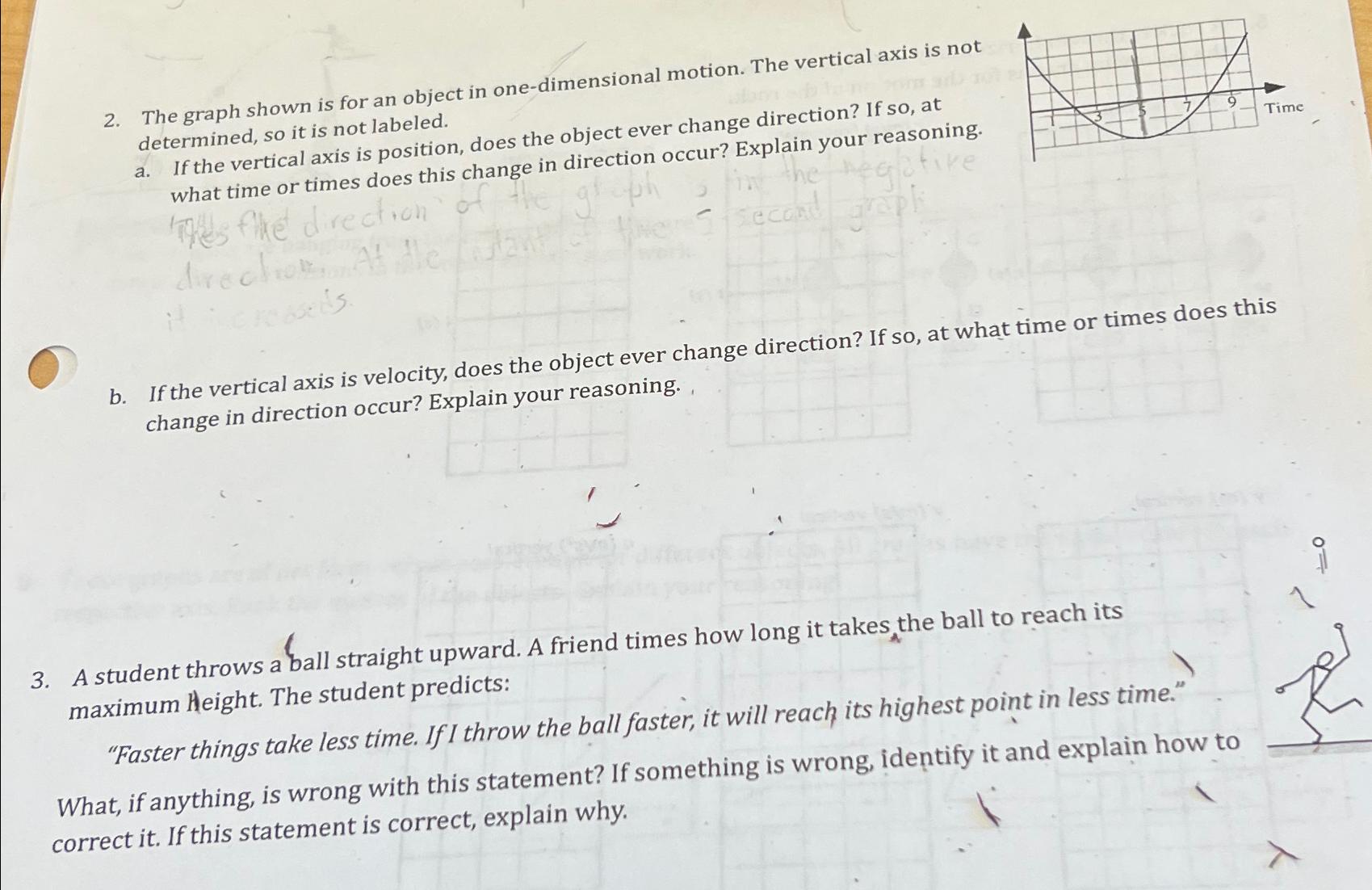 Solved The graph shown is for an object in one-dimensional | Chegg.com