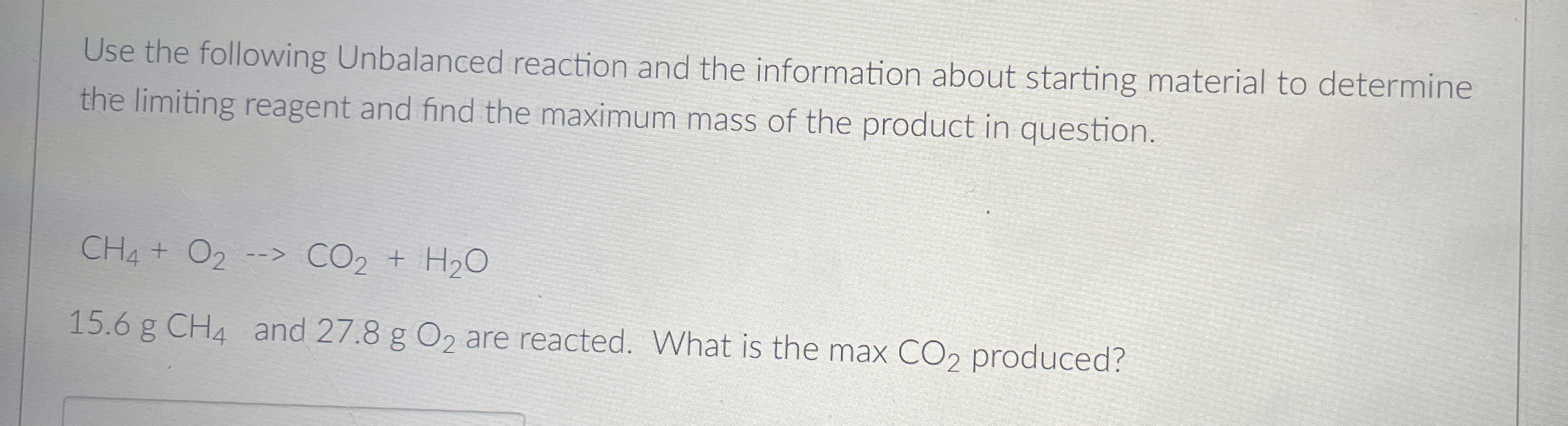 Use the following Unbalanced reaction and the | Chegg.com