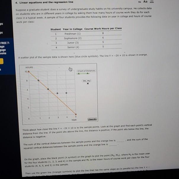 Solved 4. Linear equations and the regression line А. Аа | Chegg.com