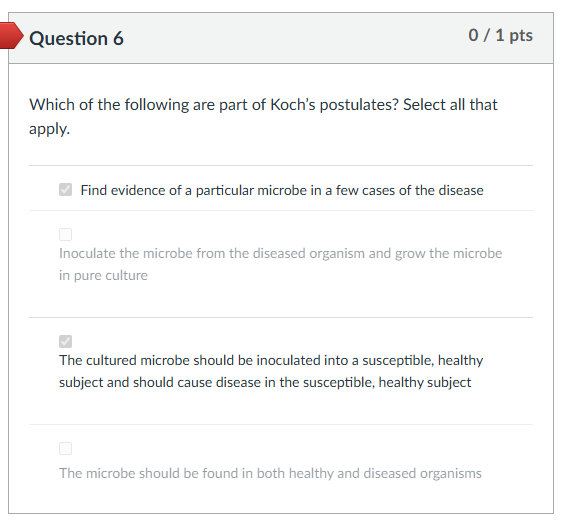 Solved Question 6Which of the following are part of Koch's | Chegg.com