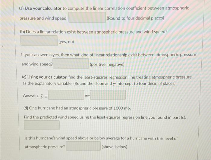 Solved The following data represent the maximum wind speed | Chegg.com