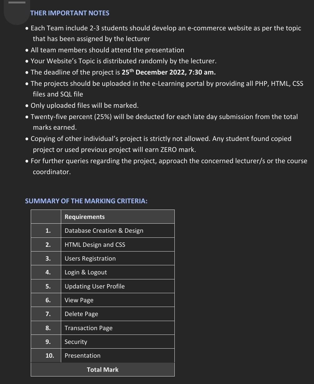 Solved - Each Team include 2-3 students should develop an | Chegg.com