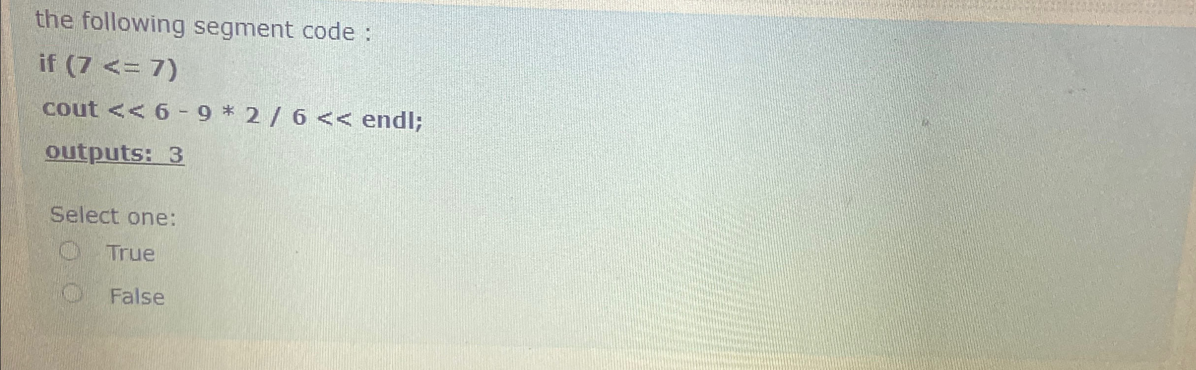 Solved the following segment code :if )cout