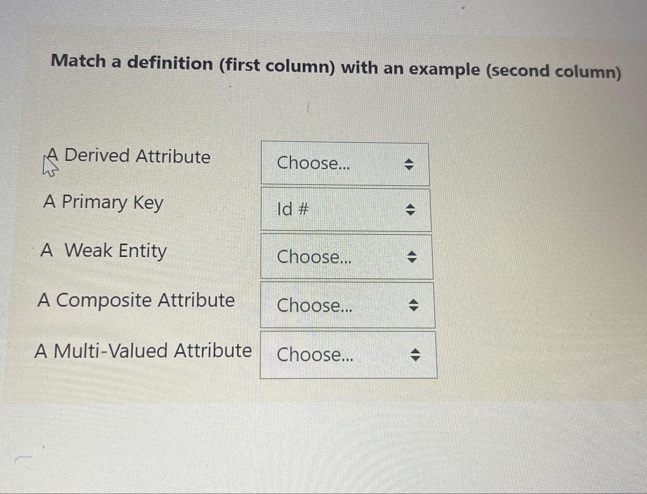 Solved Match a definition (first column) ﻿with an example | Chegg.com