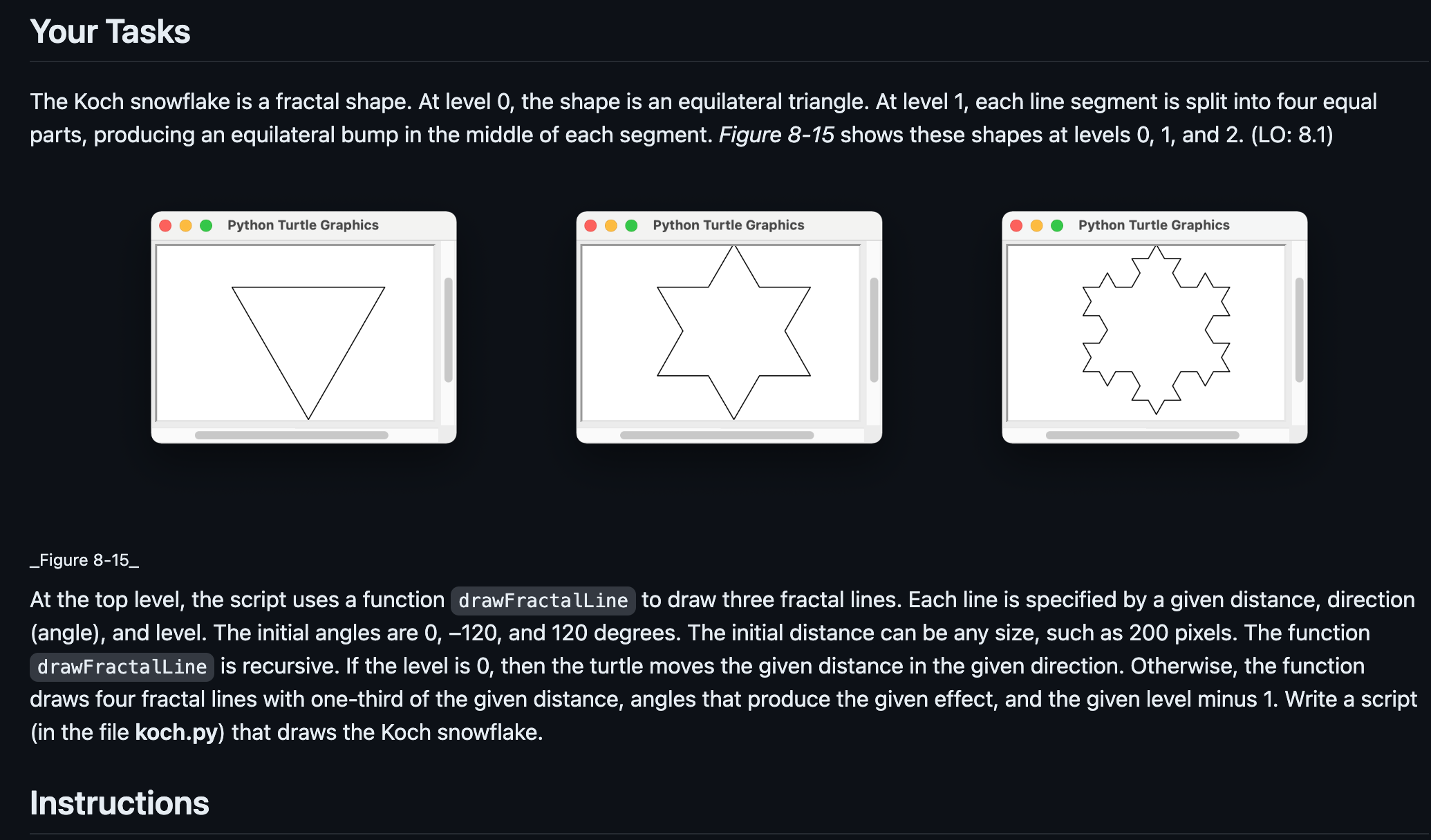 Your TasksThe Koch snowflake is a fractal shape. At | Chegg.com