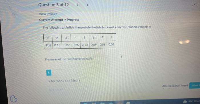 Solved The following table lists the probability | Chegg.com