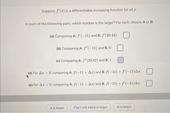 Solved Suppose f′(x) is a differentiable increasing function | Chegg.com