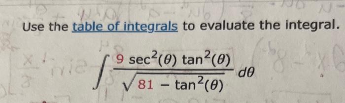 Solved Use the table of integrals to evaluate the integral. | Chegg.com