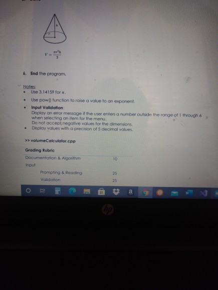 Solved Programming Challenge - Volume Calculator (100 pts) | Chegg.com
