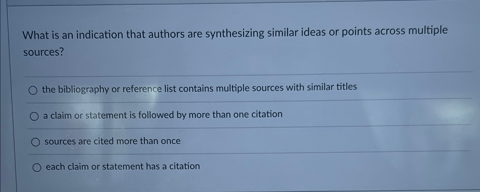 Solved What is an indication that authors are synthesizing | Chegg.com