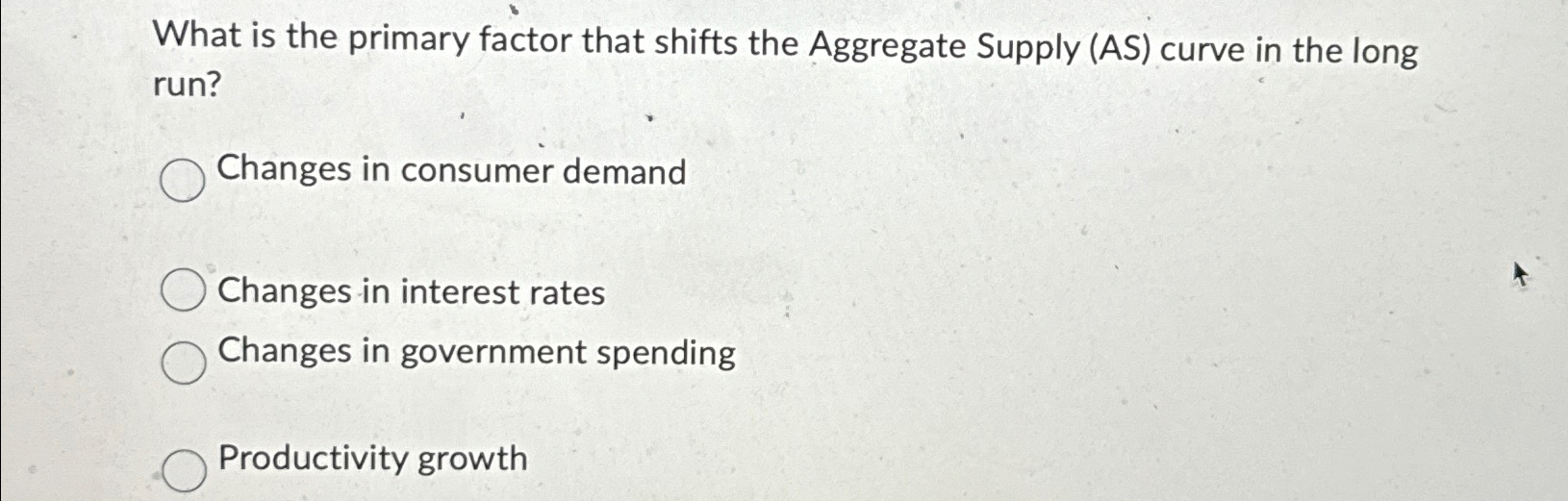 Solved What is the primary factor that shifts the Aggregate | Chegg.com