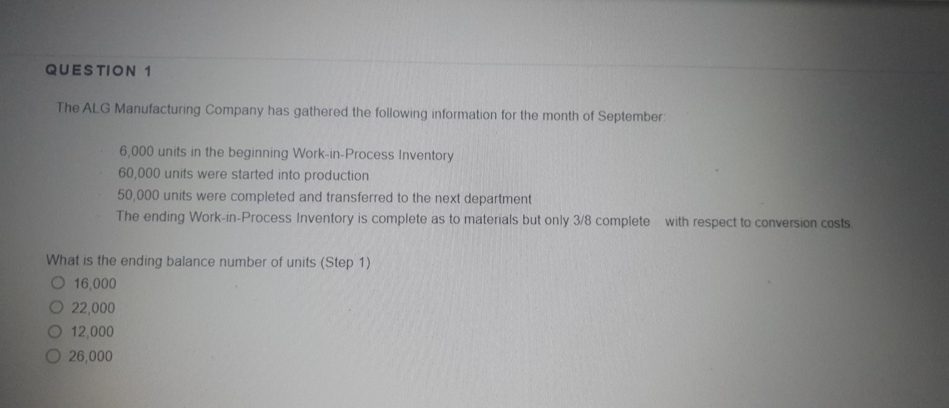 Solved The ALG Manufacturing Company has gathered the | Chegg.com