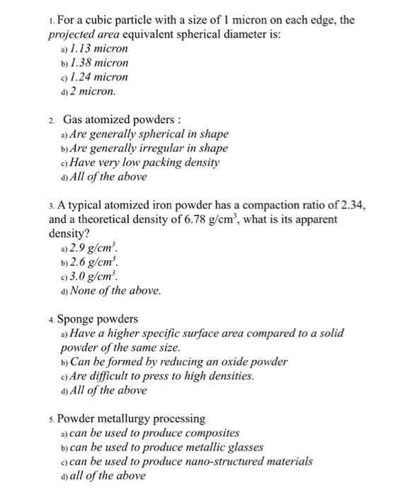 Solved 1. For a cubic particle with a size of 1 micron on | Chegg.com
