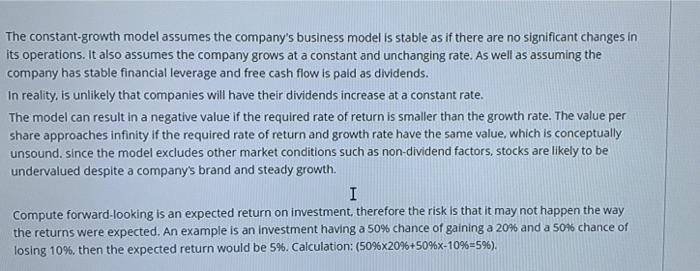 Solved The constant-growth model assumes the company's | Chegg.com