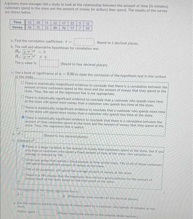 Solved A grocery store manager did a study to look at the | Chegg.com