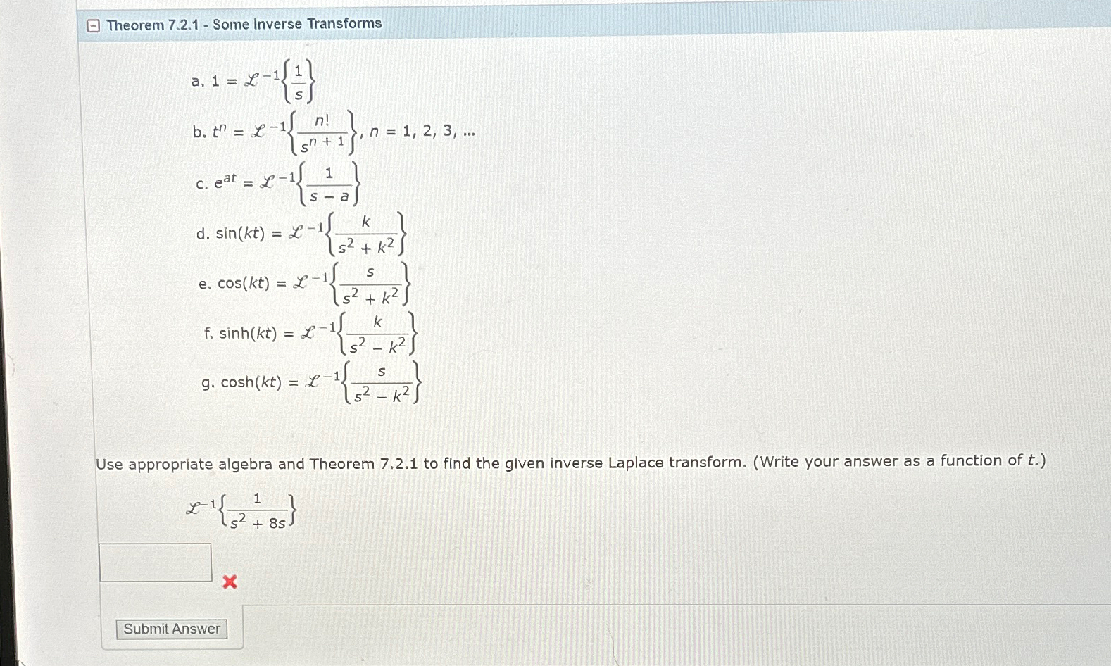 Solved Theorem 7.2.1 - ﻿Some Inverse | Chegg.com