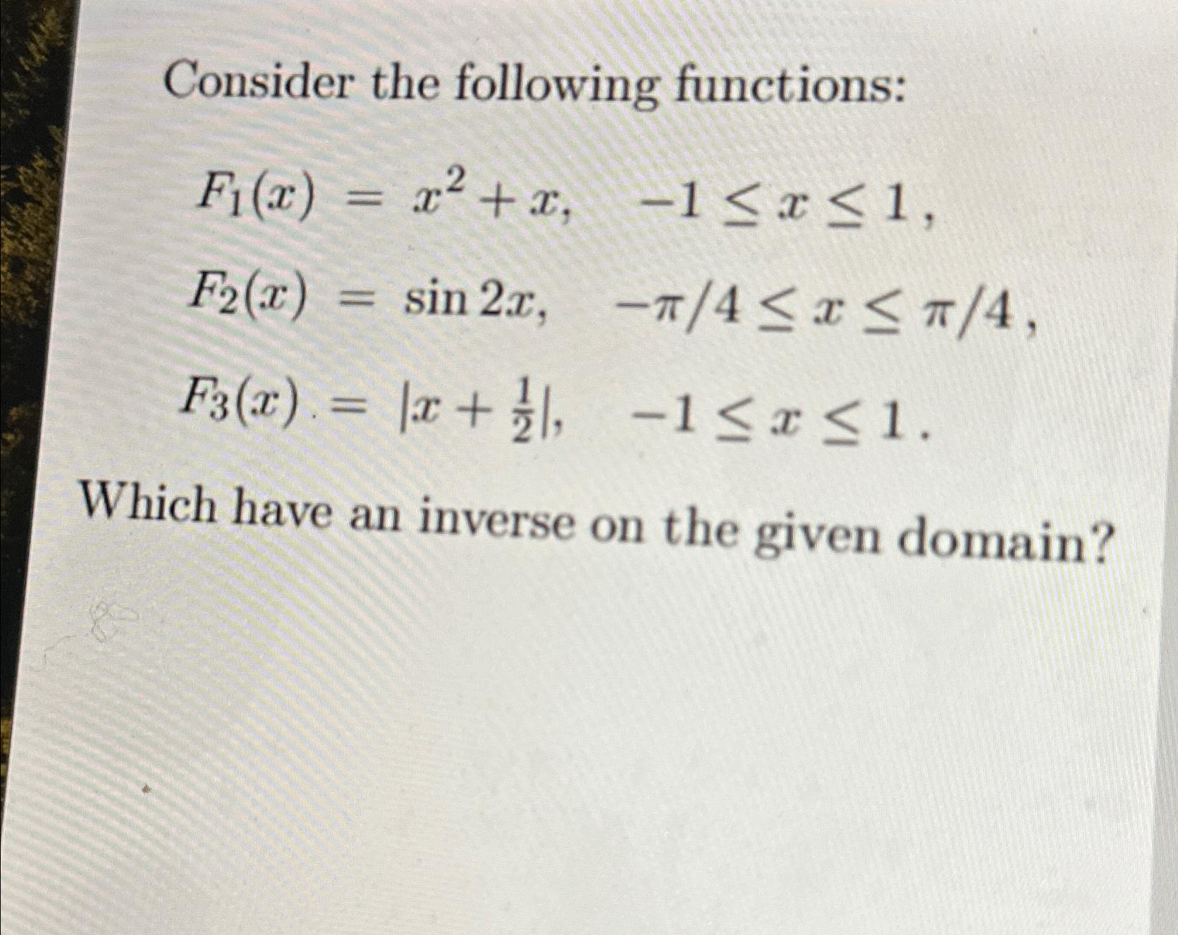 Solved Consider the following | Chegg.com