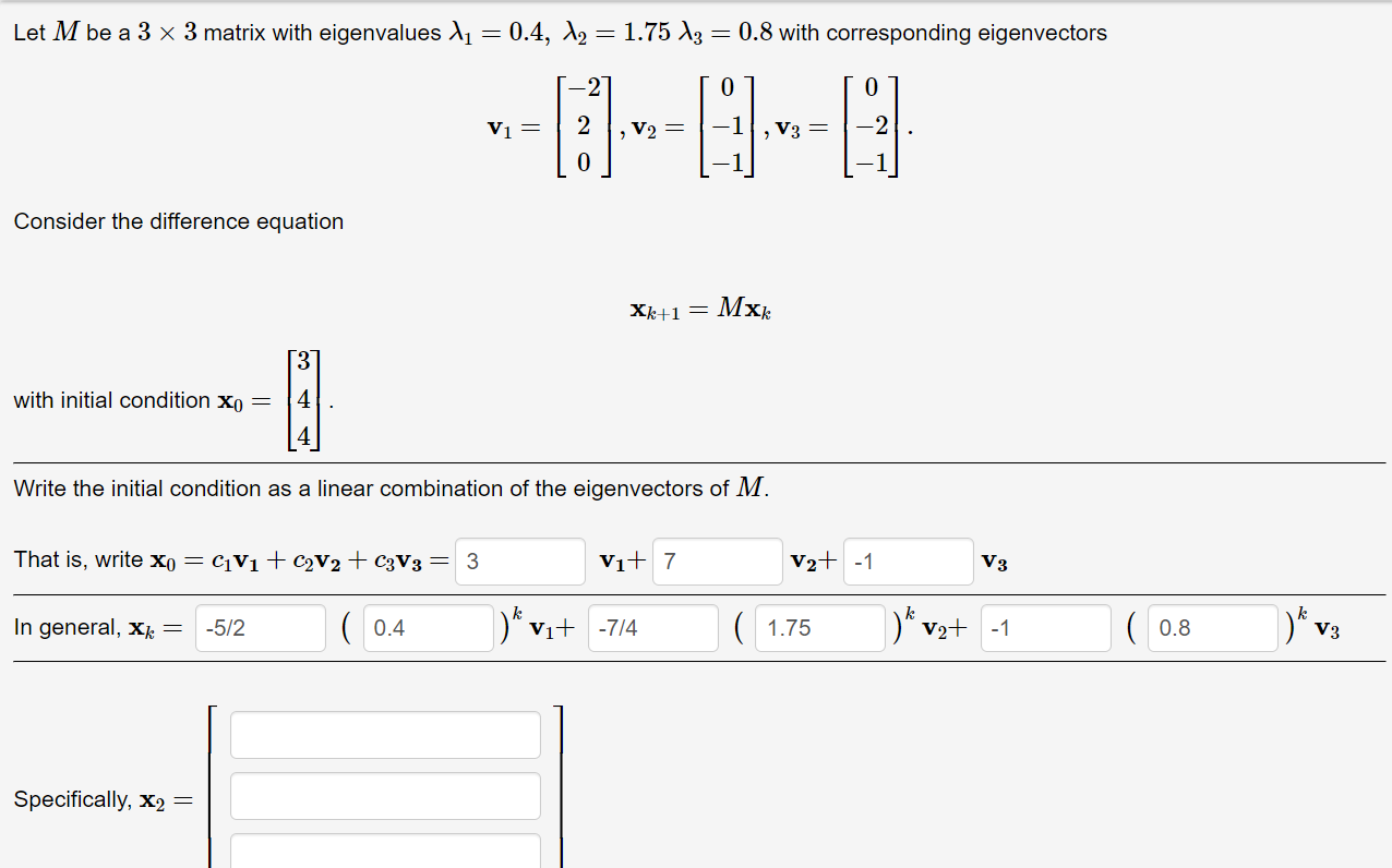 Solved Let M ﻿be a 3×3 ﻿matrix with eigenvalues | Chegg.com