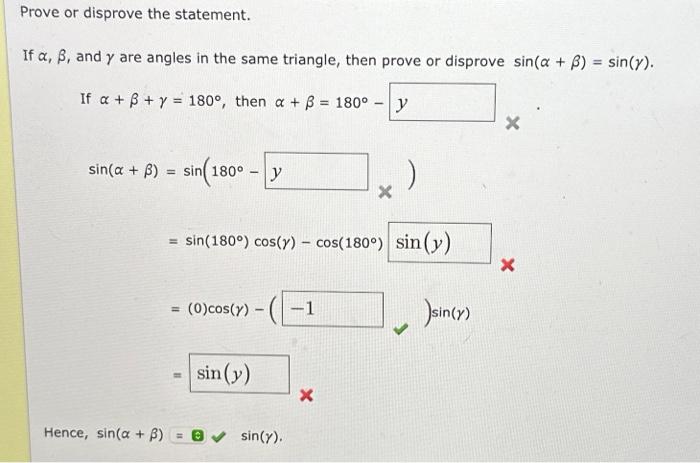 Solved Prove or disprove the statement. If a, ß, and y are | Chegg.com