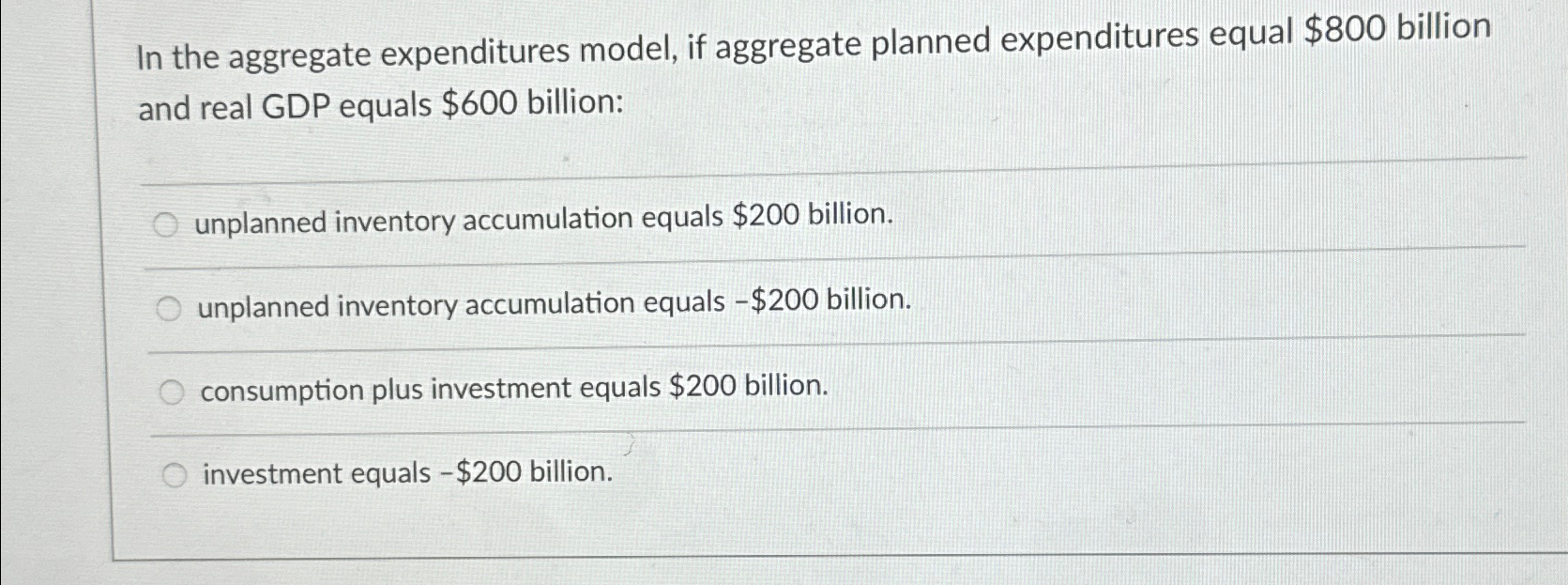 Solved In the aggregate expenditures model, if aggregate | Chegg.com