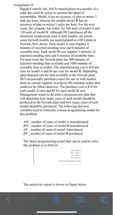Solved Assignments Digital Controls, Inc. (DCT) manufactures | Chegg.com