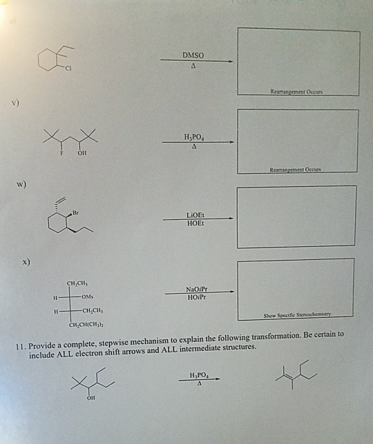 Solved DMSO A Rearrangement Occurs V) H PO, OH Rearranpement | Chegg.com