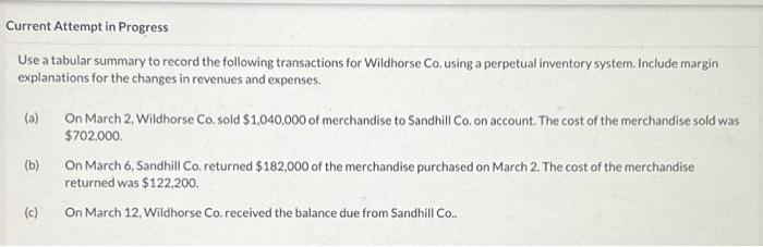 Solved Current Attempt in Progress Use a tabular summary to | Chegg.com