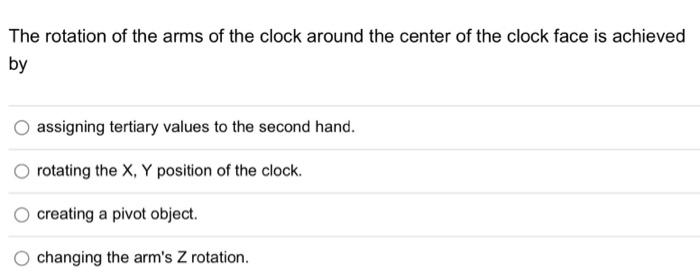 Solved The rotation of the arms of the clock around the | Chegg.com