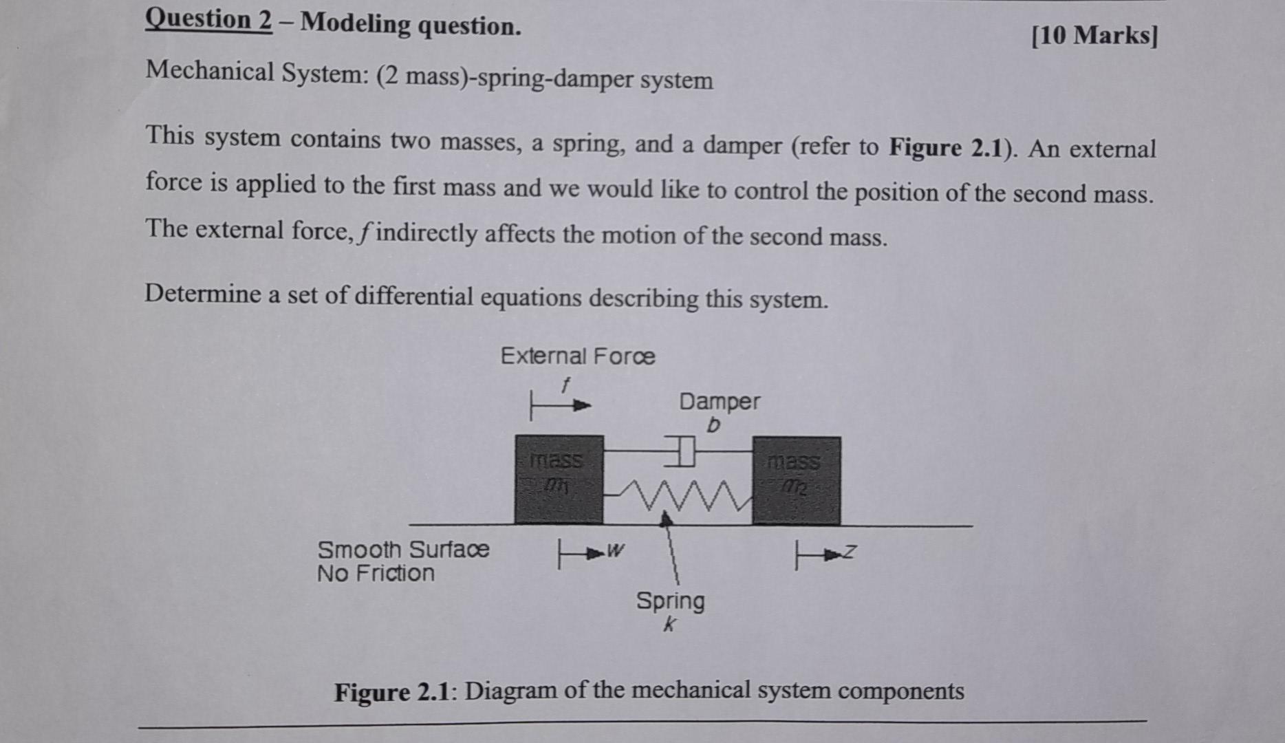Solved Question 2 - Modeling question. [10 Marks] Mechanical | Chegg.com