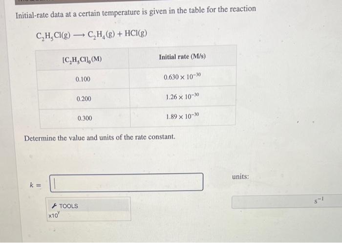 Solved Initial Rate Data At A Certain Temperature Is Given