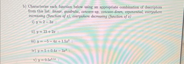 Solved b) Characterise each function below using an | Chegg.com