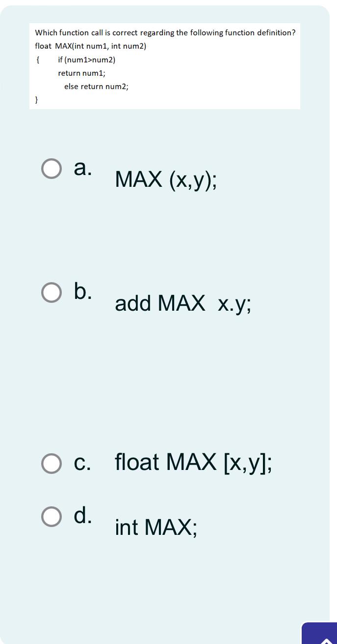 Solved Which function call is correct regarding the | Chegg.com