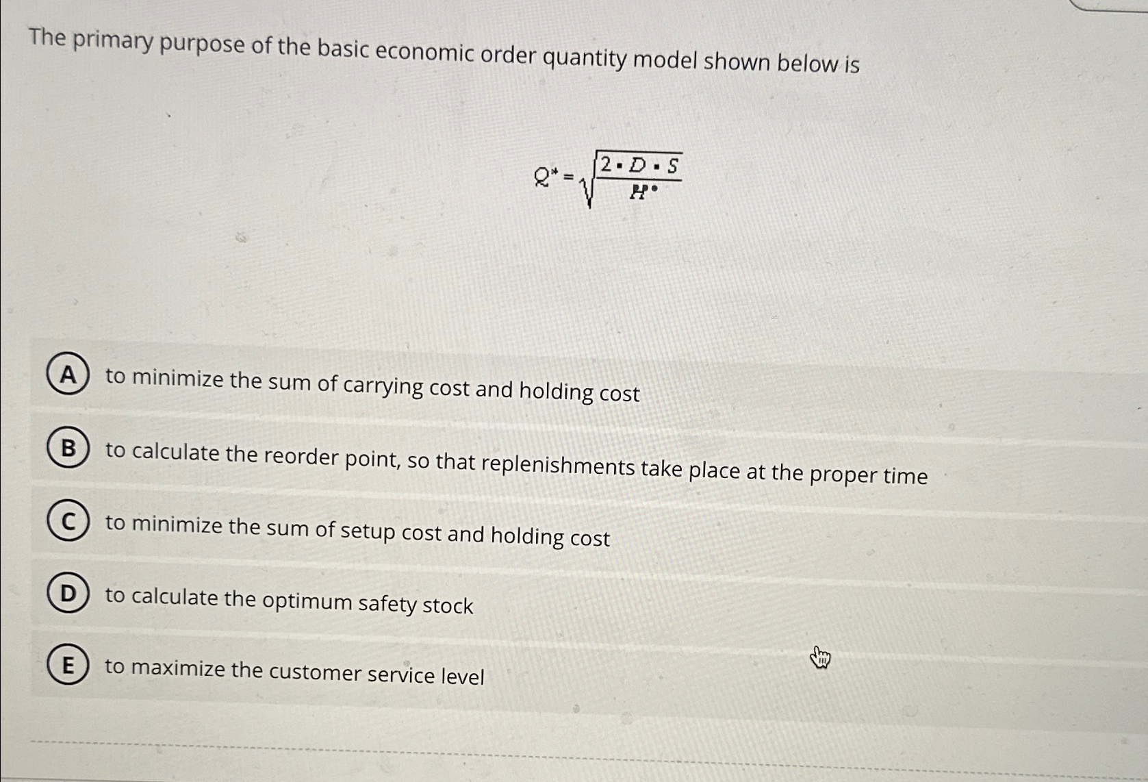 Solved The primary purpose of the basic economic order | Chegg.com