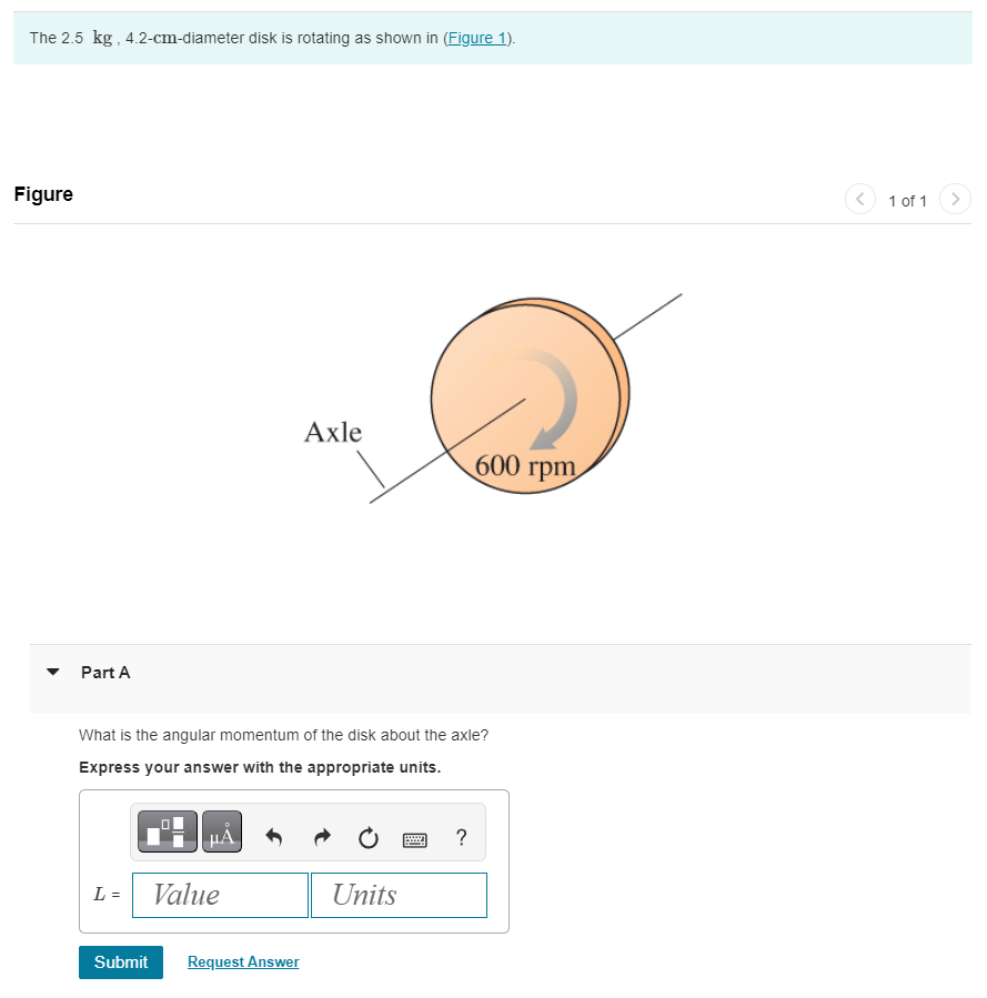 Solved The 2.5kg,4.2-cm-diameter disk is rotating as shown | Chegg.com