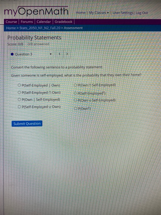 Solved myOpenMath Home | My Classes User Settings Log Out | Chegg.com