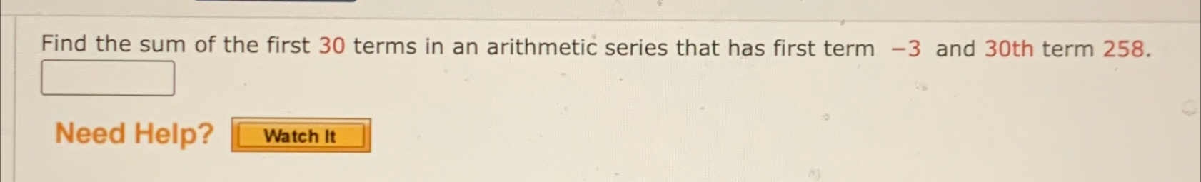 Solved Find The Sum Of The First 30 ﻿terms In An Arithmetic