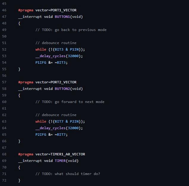 Solved Mode 0 1. Red LED blinks every 1/2 a second (using | Chegg.com