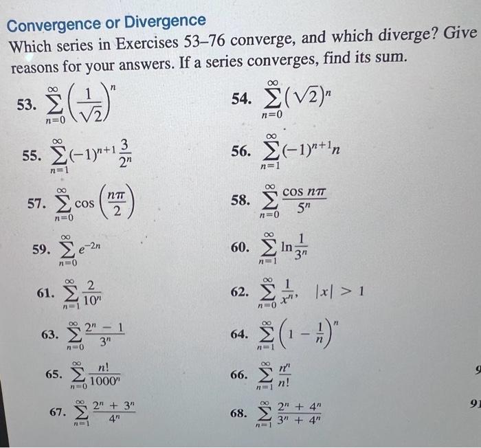 Solved Convergence or Divergence Which series in Exercises | Chegg.com
