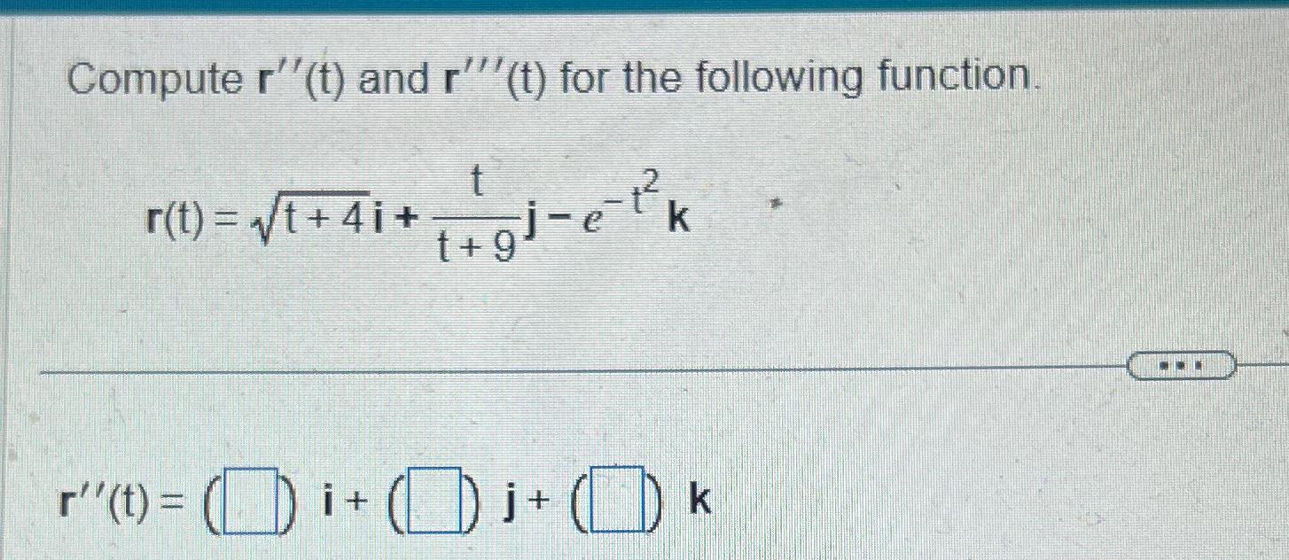 Solved Compute r''(t) ﻿and r'''(t) ﻿for the following | Chegg.com