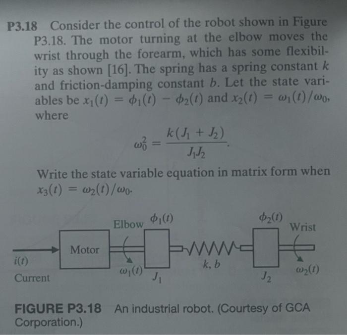 Solved P3.18 Consider the control of the robot shown in | Chegg.com