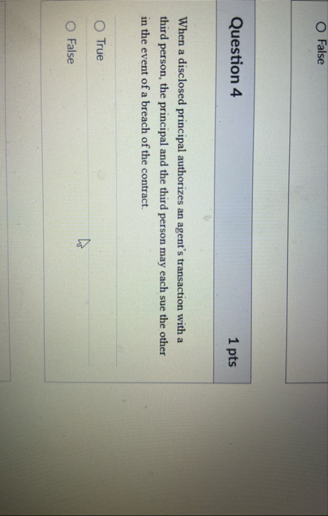 Solved FalseQuestion 41 ﻿ptsWhen a disclosed principal | Chegg.com