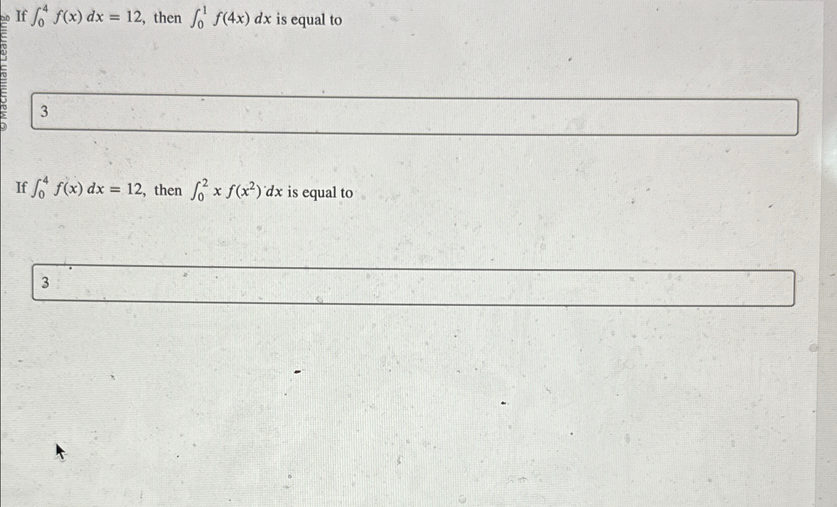 Solved If ∫04f(x)dx=12, ﻿then ∫01f(4x)dx ﻿is equal toIf | Chegg.com