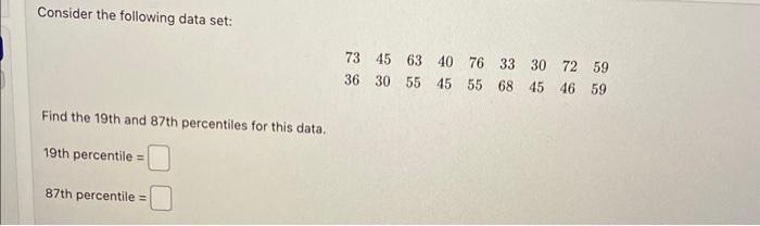 Solved Consider the following data set: Find the 19 th and | Chegg.com