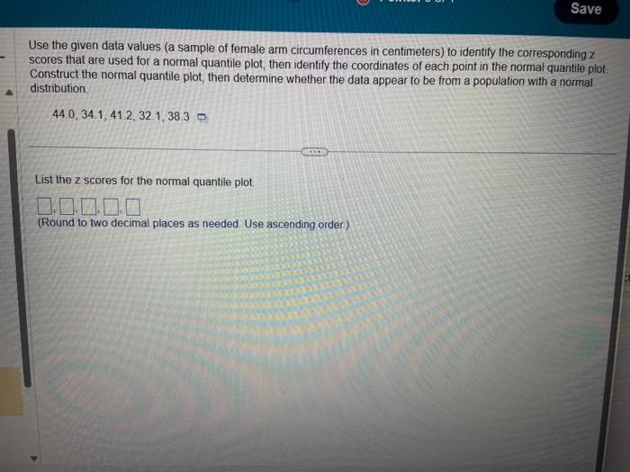 Solved Use the given data values (a sample of female arm | Chegg.com