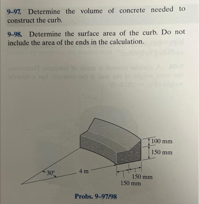 Solved 9-97. Determine the volume of concrete needed to | Chegg.com