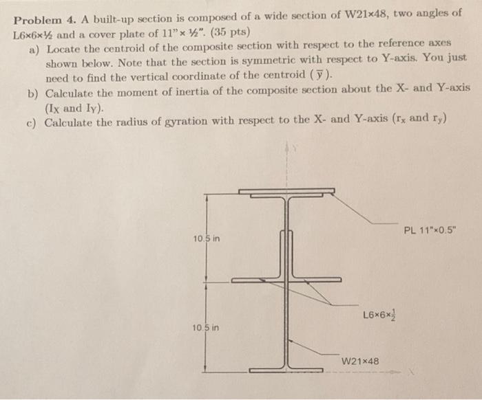 Solved Problem 4. A built-up section is composed of a wide | Chegg.com