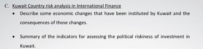 C. Kuwait Country risk analysis in International | Chegg.com