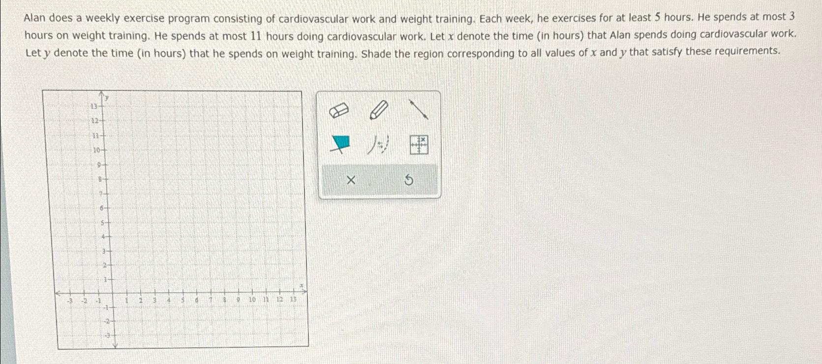 Solved Alan does a weekly exercise program consisting of | Chegg.com