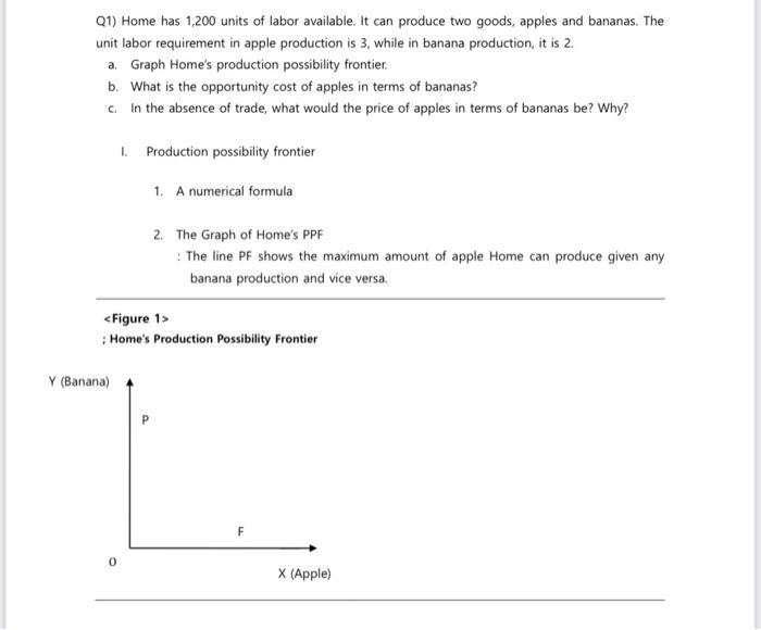 Solved Q1) Home has 1,200 units of labor available. It can | Chegg.com